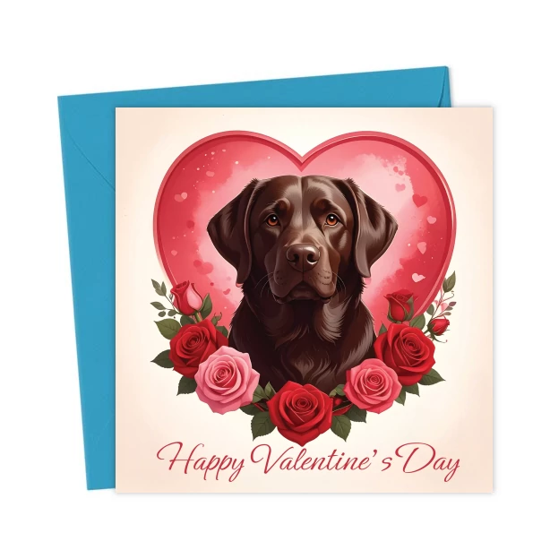 Chocolate Labrador Valentine\'s Card - Valentine's Day Cards