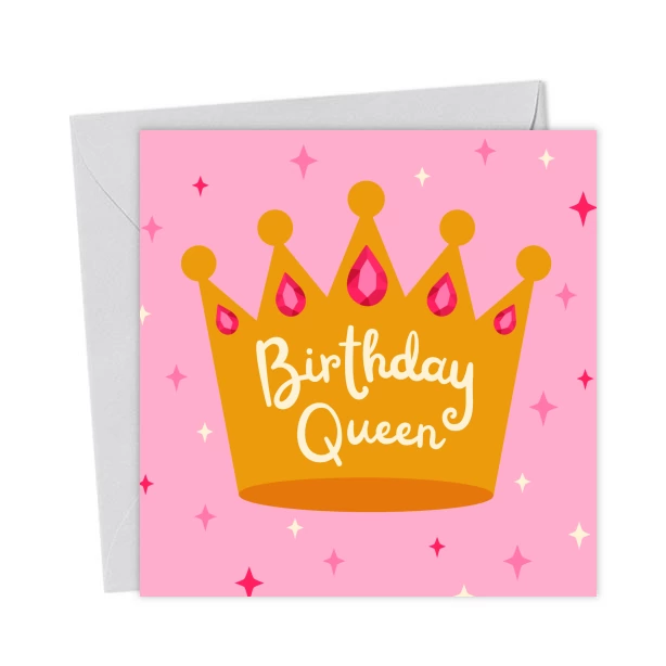 Cute Queen Birthday Card - Cute Crown Birthday Card for Her - Birthday ...