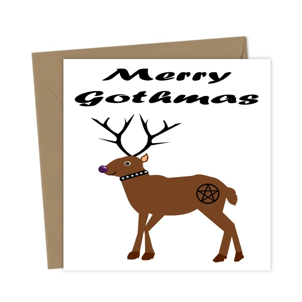Goth CHristmas Reindeer Card - Christmas Cards