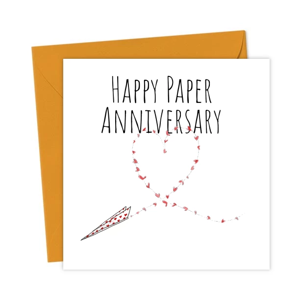 Hand Drawn Paper Anniversary Card, 1st Anniversary Card - Love ...