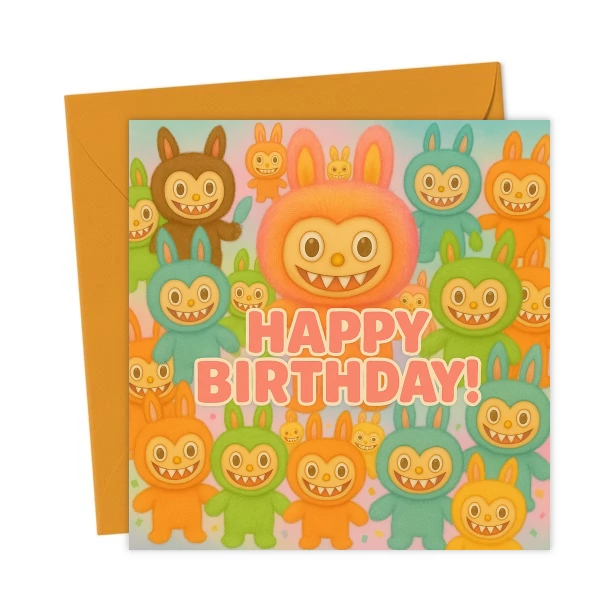 Labubu Happy Birthday Card - Birthday Cards for Friend