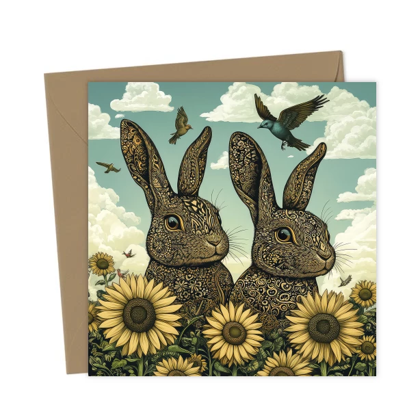 Patterned Rabbits - Greetings Cards