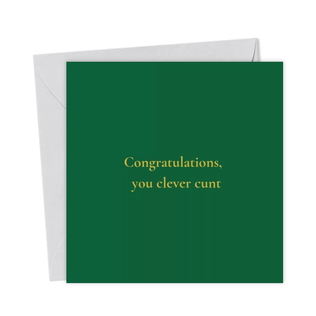 Rude Congratulations Card \"Clever Cunt\" Funny Card for Exams etc ...