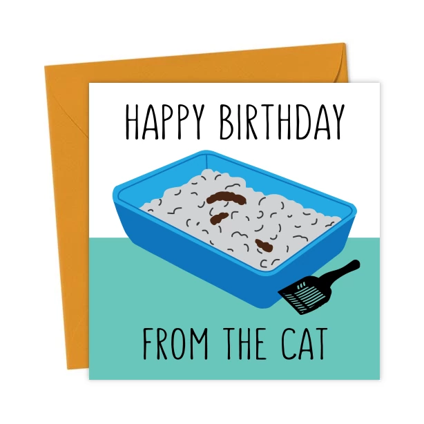 Sarcastic Cat Litter Tray Turds Happy Birthday - Funny Birthday Cards