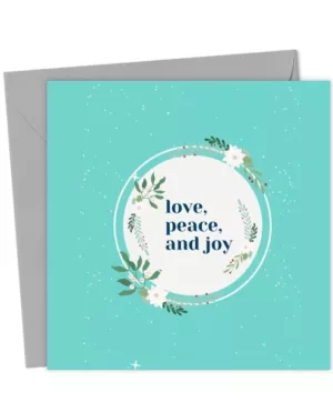 Teal Christmas Card – “Love, Peace, and Joy” - Christmas Cards