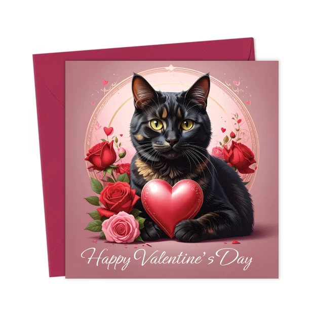 Tortoiseshell Cat Valentine\'s Card - Valentine's Day Cards