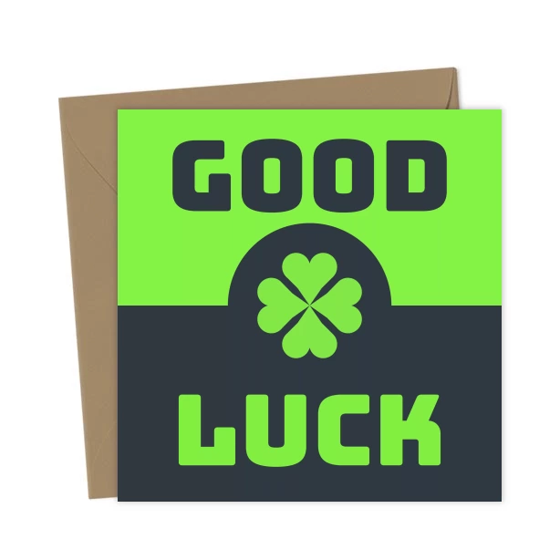 Vibrant Four Leaf Clover Green Good Luck Card - Good Luck Cards