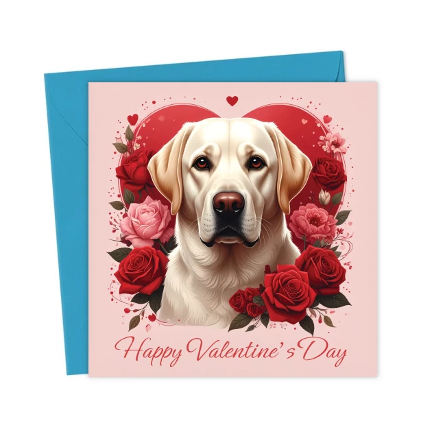 Yellow Labrador Valentine\'s Card - Valentine's Day Cards